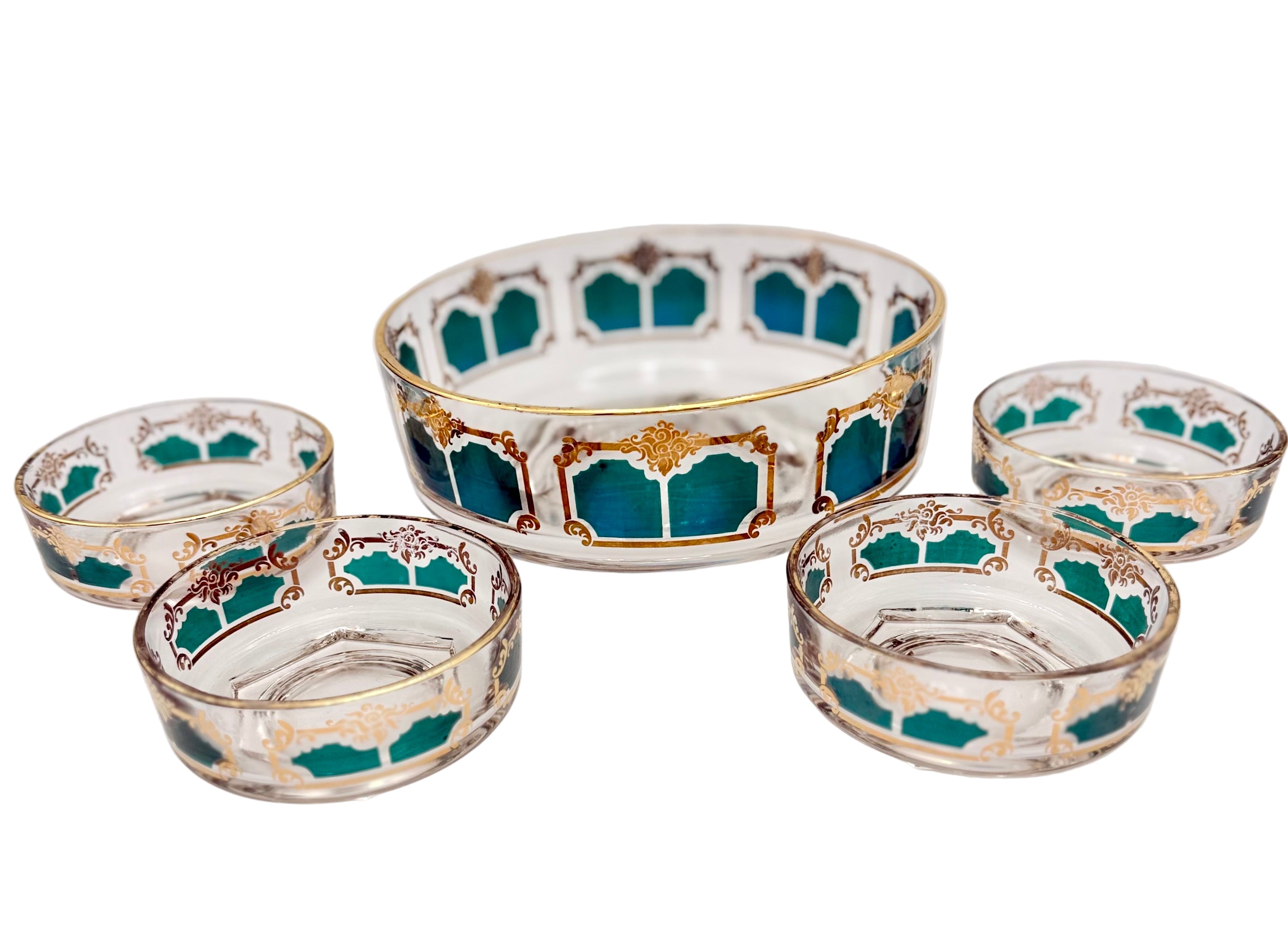 1960s TEAL AND GOLD JEANETTE GLASS CHIP AND DIP SET – Eclectic Whimsy