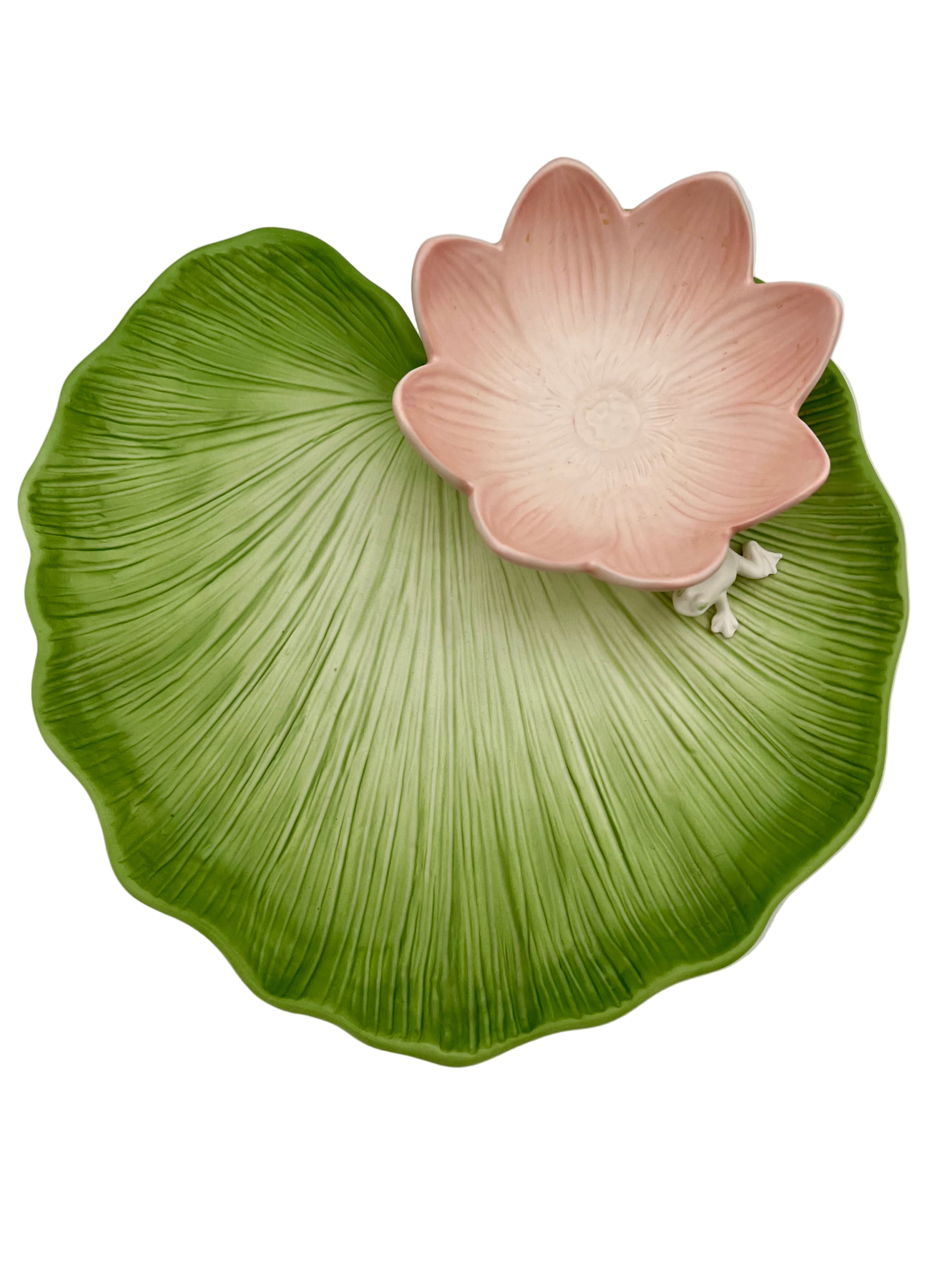 FITZ AND FLOYD CHIP/VEGGIE AND DIP PLATTER LILY, LOTUS AND FROG, 1982 ...